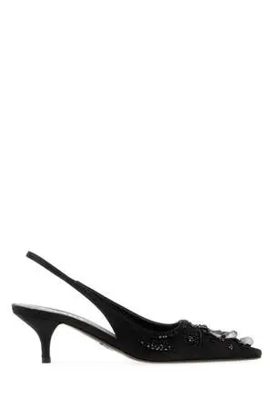 Prada Satin Pumps With 5 Cm Heel - Black