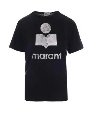 MARANT ETOILE Graphic Linen T-shirt Dress - Black