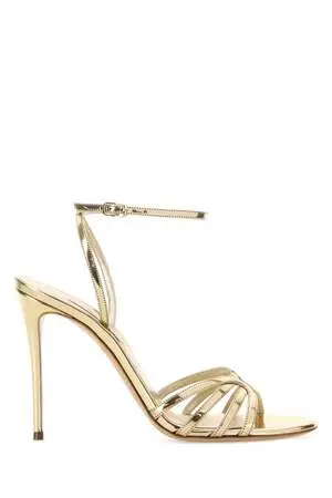 Casadei Interstellar Leather Sandals With 11 Cm Heel - Gold