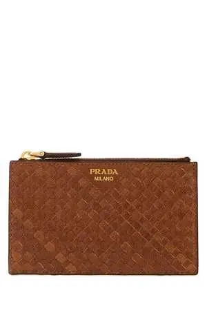 Prada Caramel Ovine Leather Card Holder - Camel