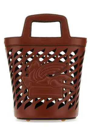Etro Mini Coffa Bucket Handbag In Leather, 17 Cm X 23 Cm - Brown