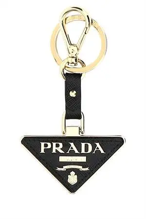 Prada Two-tone Metal And Leather Key Ring - Multicoloured