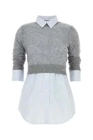 Alexander Wang Sheer Crewneck Button-up Top