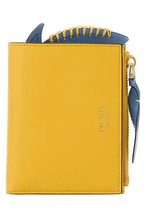 Prada Calf Leather Wallet, 11 Cm X 9 Cm X 2 Cm - Yellow