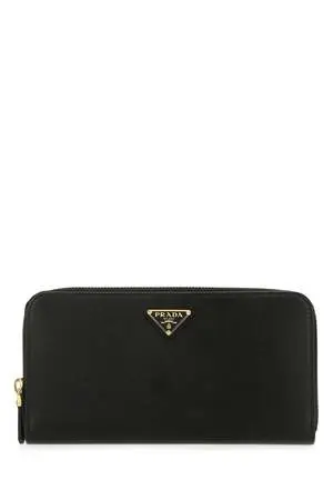 Prada Leather Wallet With Slim Profile - Black