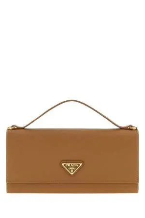 Prada Practical Leather Wallet With Golden Hardware, 20cm X 11cm X 2cm - Camel