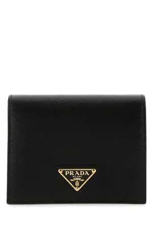 Prada Vitello Leather Wallet, 11.5 Cm X 9 Cm X 3 Cm - Black