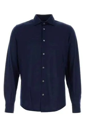 Fedeli 100% Wool Shirt - Blue