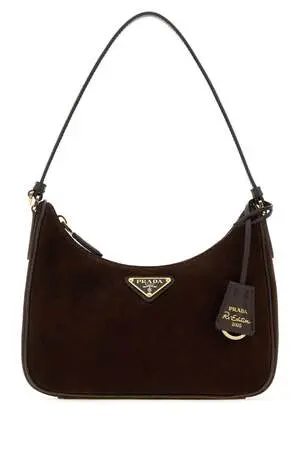 Prada Re-edition Suede Shoulder Handbag, 22 X 13 X 6 Cm - Brown