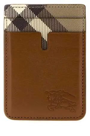 Burberry Pop Check Mini Leather Card Holder - Brown