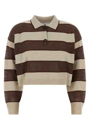 Brunello Cucinelli Striped Knit Polo Shirt