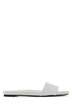Prada Leather Slip-on Slippers With Rubber Sole - White