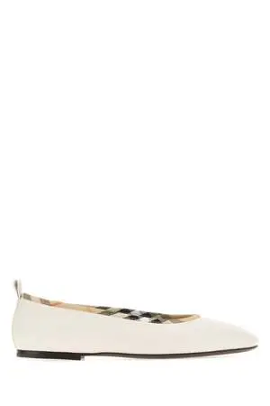 Burberry Robin Leather Ballerinas For - White