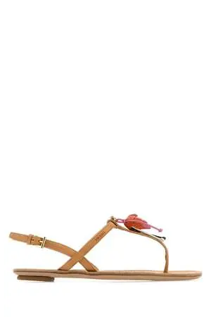 Prada PRADA Leather Thong Sandals With Adjustable Strap Camel
