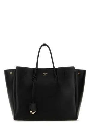 Balenciaga Hampton Carry All Leather Shopping Handbag, 31 Cm X 25 Cm X 16 Cm With Golden Hardware - Black