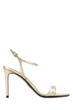 Prada 9 Cm Leather Heel Sandals For - Gold