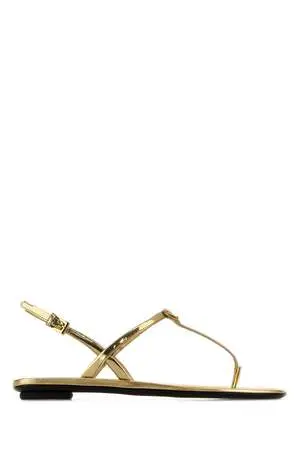 Prada Calf Leather Thong Sandals - Gold
