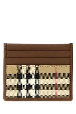 Burberry Printed Canvas And Leather Card Holder Mini 10 Cm X 8 Cm For - Checked