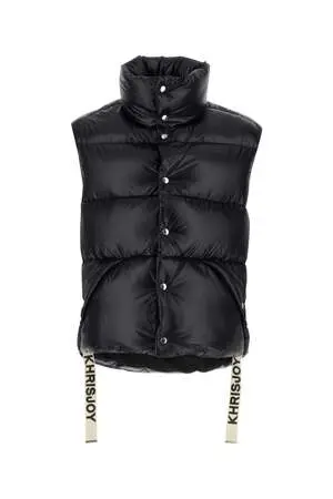 Khrisjoy Shiny Nylon Sleeveless Puff Down Jacket With Feather-down Padding - Black
