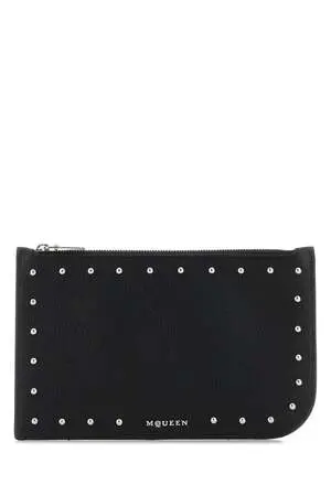 Alexander McQueen 22 Cm X 13.5 Cm Leather Pouch Handbag - Black
