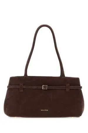 Manu Atelier Le Cambon East West Suede Shoulder Handbag - Brown