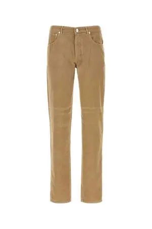 Brunello Cucinelli BRUNELLO CUCINELLI Corduroy Tailored Straight Leg Pants Camel