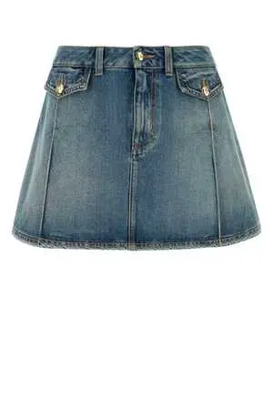 Alexander McQueen Denim Mini Skirt - Light Blue