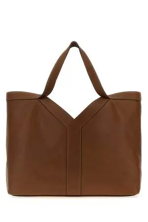 Saint Laurent Oversize Calf Leather Shopping Handbag - Brown