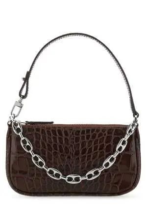 By Far Mini Rachel Chocolate Leather Mini Handbag - Brown