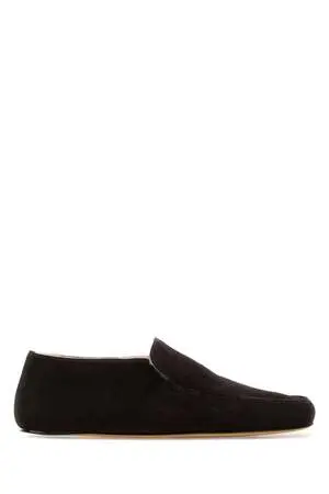 THE ROW Suede Leo Loafers With Shearling Lining - Brown