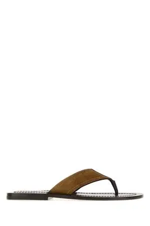 THE ROW Biscuit Suede Thong Slippers For - Camel