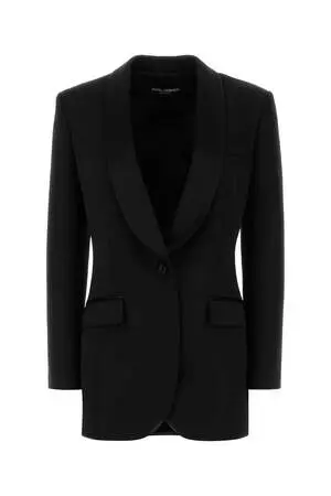 Dolce & Gabbana Stretch Wool Blend Blazer - Black