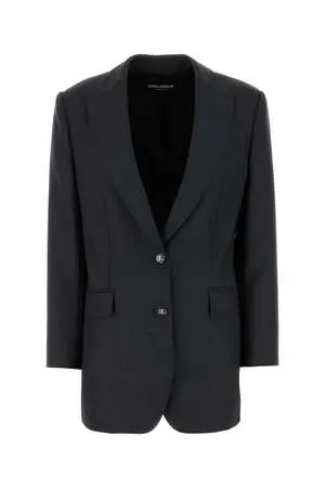 Dolce & Gabbana Wool Blazer With Silk Lining - Grey