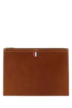 Thom Browne Leather Document Case 36 Cm X 26 Cm - Brown