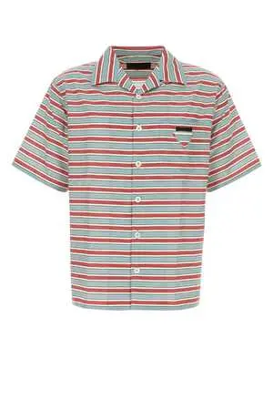 Prada Embroidered Striped Cotton-silk Blend Shirt - Stripped