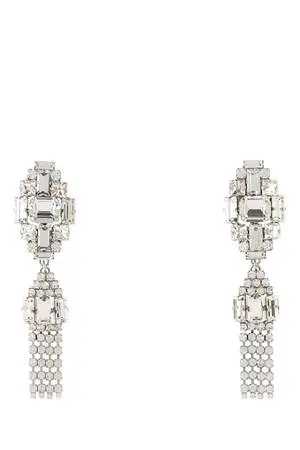 Alessandra Rich Embellished Metal Drop Earrings - Silver