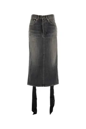 Balenciaga Denim Mini Skirt With Tie Detail