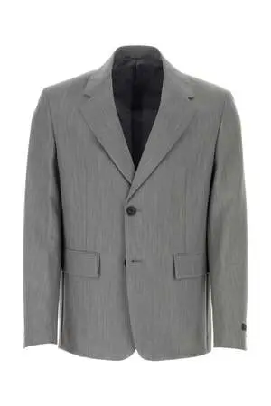 Prada Melange Wool Blend Blazer For - Grey