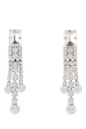 Alessandra Rich Embellished Metal Earrings, 9.5 Cm Height X 2 Cm Width