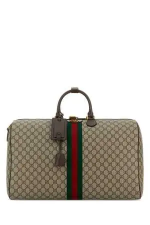 Gucci Large Canvas Travel Handbag With Antiqued Golden Hardware - Printed