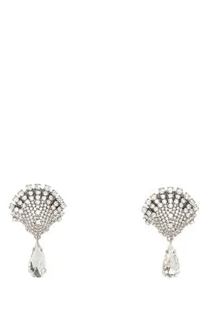 Alessandra Rich Embellished Metal Earrings, 6 Cm X 3.5 Cm - Silver