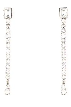 Alessandra Rich 13 Cm Embellished Metal & Glass Drop Earrings For - Silver