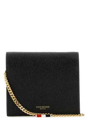 Thom Browne Leather Mini Card Holder 11.5 Cm X 10.5 Cm X 2 Cm - Black
