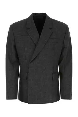 Prada Melange Wool Blazer For - Grey