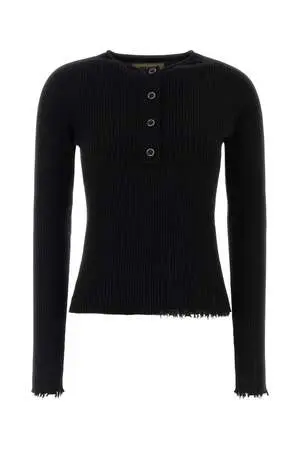 UMA WANG Ribbed Cashmere Henley Sweater