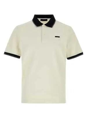 Prada Piquet Polo Shirt In 100% Cotton - White