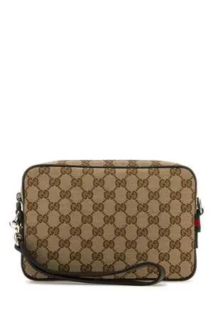 Gucci Gg Fabric Mini Clutch With Silver Metal Finish - Printed