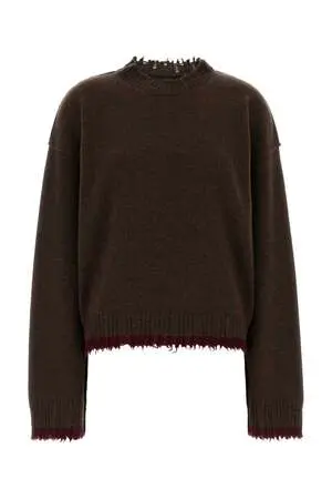 UMA WANG 100% Cashmere Distressed Hem Pullover - Brown