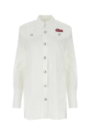 Alessandra Rich Poplin Shirt Dress - White