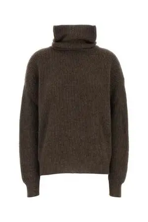 UMA WANG Ribbed Turtleneck Wool Sweater - Brown
